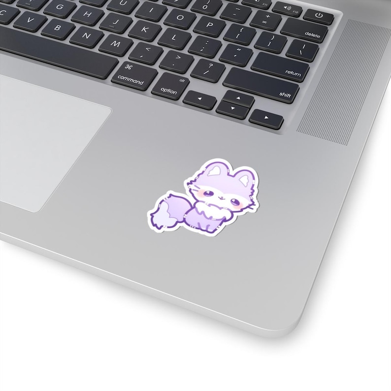 Chibi Kitty Fox Sticker: Kawaii Purple Animal Art, Scrapbooking, Crafts ...
