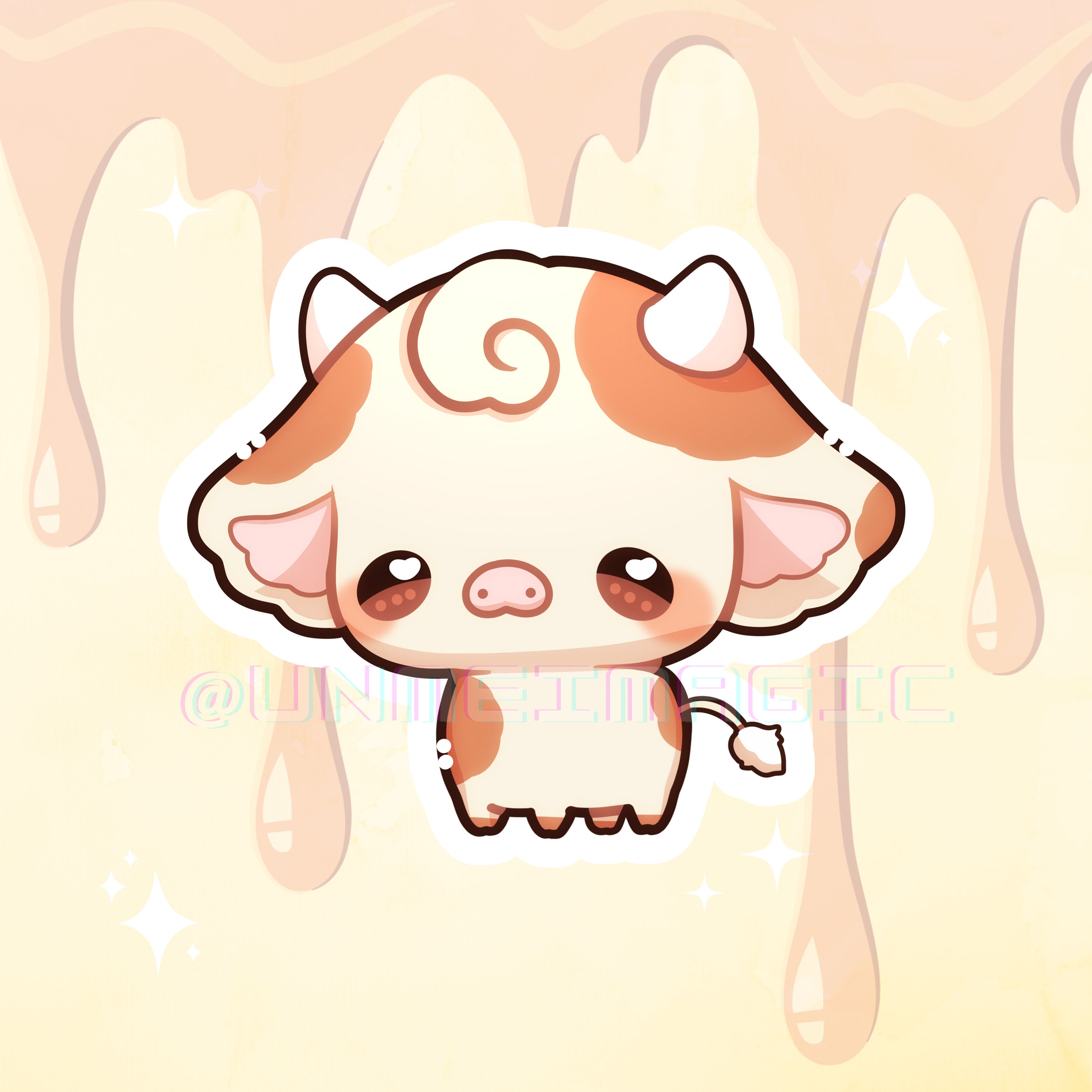 Kawaii Caramel Cow Sticker | Cute Chibi Vinyl Decal - Etsy