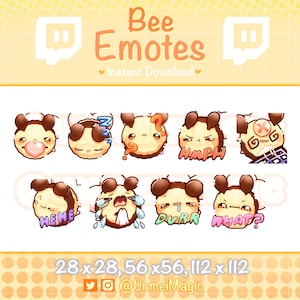 Cute Fluffy Bee Emotes Twitch & Discord | Twitch Emotes | Vtuber Assets ...