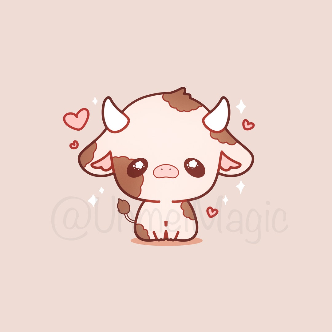 Chibi Mocha Cow Art Cow Stickers Chibi Chibi Art Kawaii Print Digital File Cute Art - Etsy