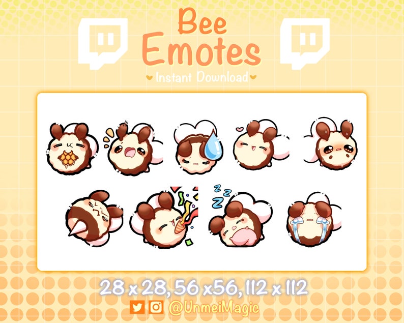Chibi Kawaii Bee Emotes for Twitch Emote Bundle Discord & Twitch Emotes ...