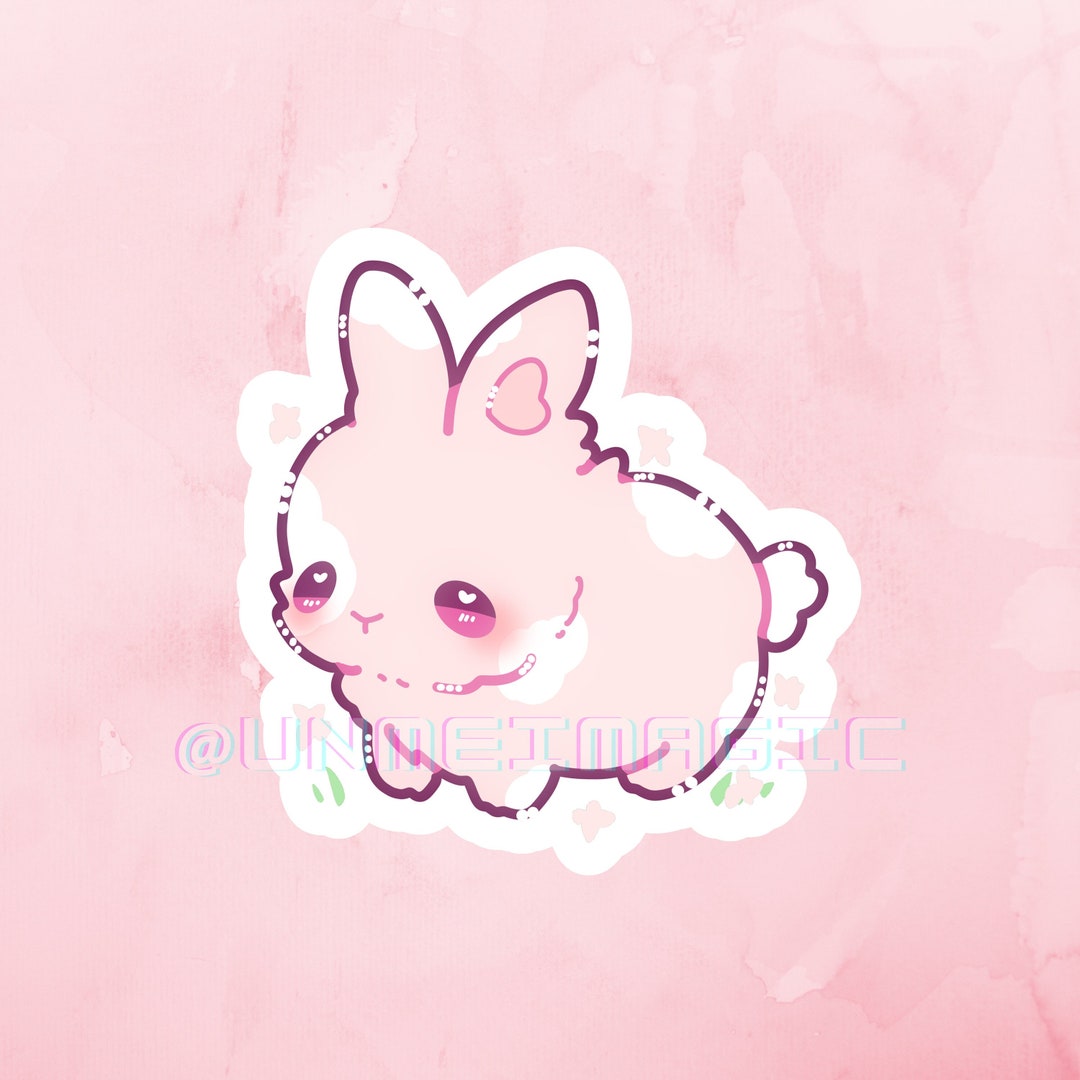 Chibi Pink Bunny Sticker: Kawaii Kiss-cut Vinyl Decal, Scrapbooking ...