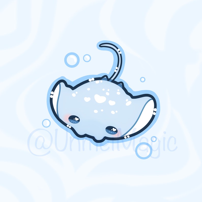 Chibi Manta Ray Art Digital Download Printable Artwork Kawaii Stickers ...