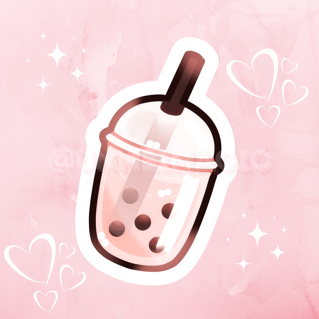 Cute Pink Chibi Boba Sticker | Coquette Stickers | Kawaii Chibi | Kiss ...