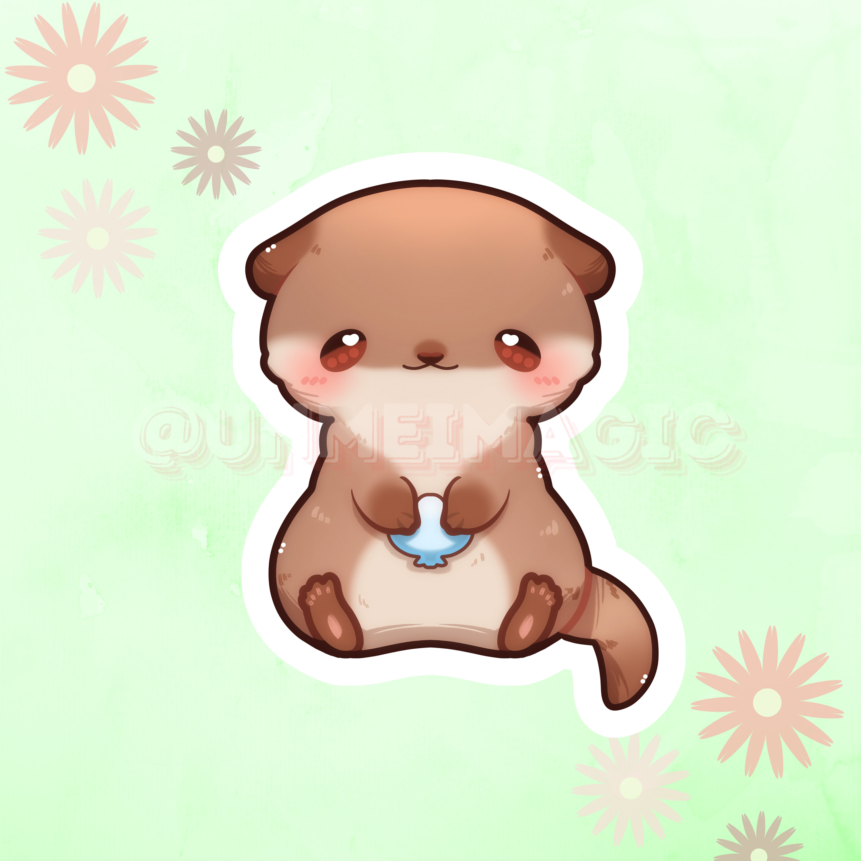 Chibi Kawaii Otter Sticker | Animal Stickers | Kawaii Cute Chibi | Kiss ...