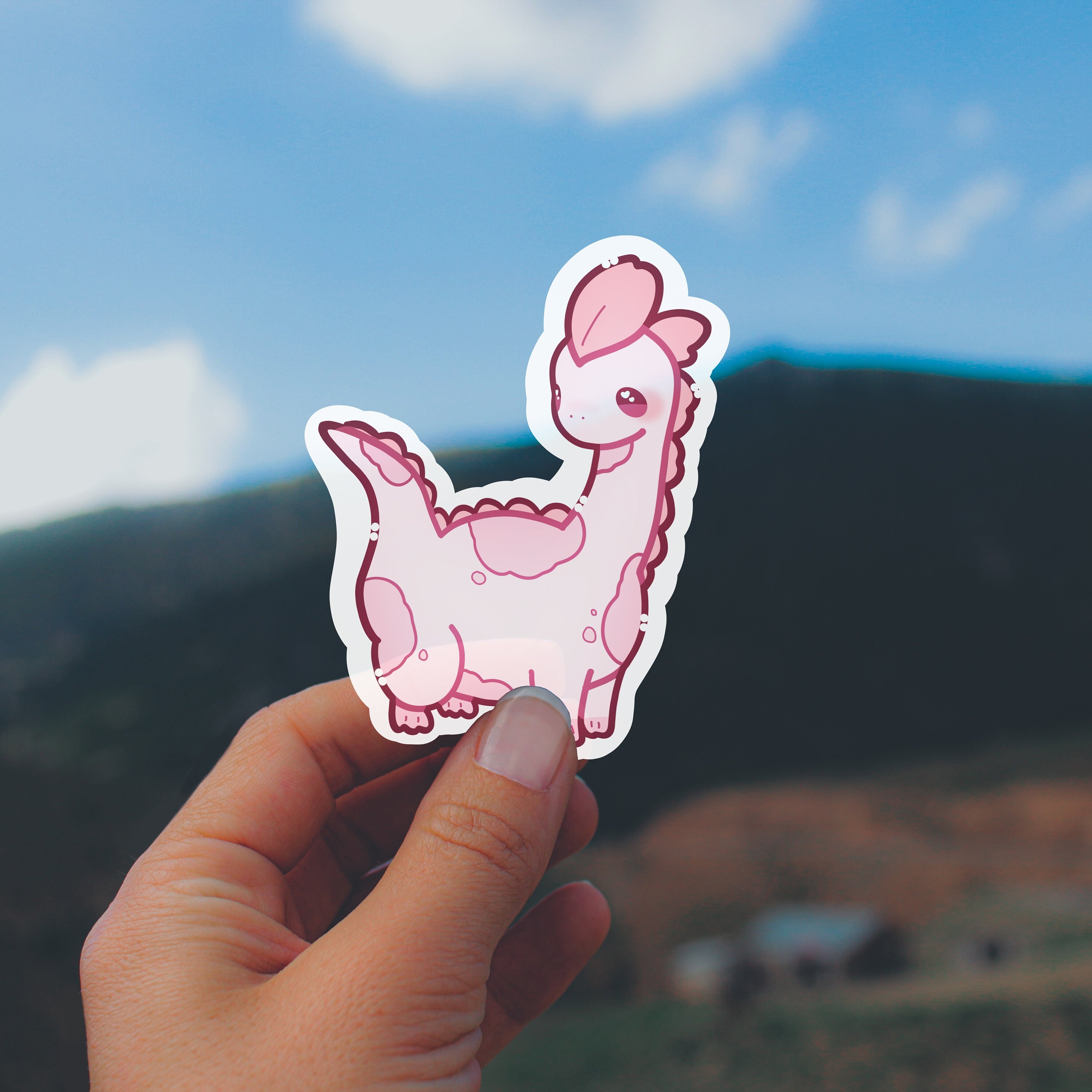 Chibi Sakura Dino Sticker Kiss Cut Stickers Kawaii Art Pink Stickers ...