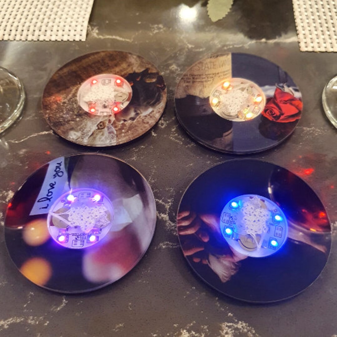 LED Lighted Wine Coasters, Lighted Coasters Made With Epoxy, Romantic ...