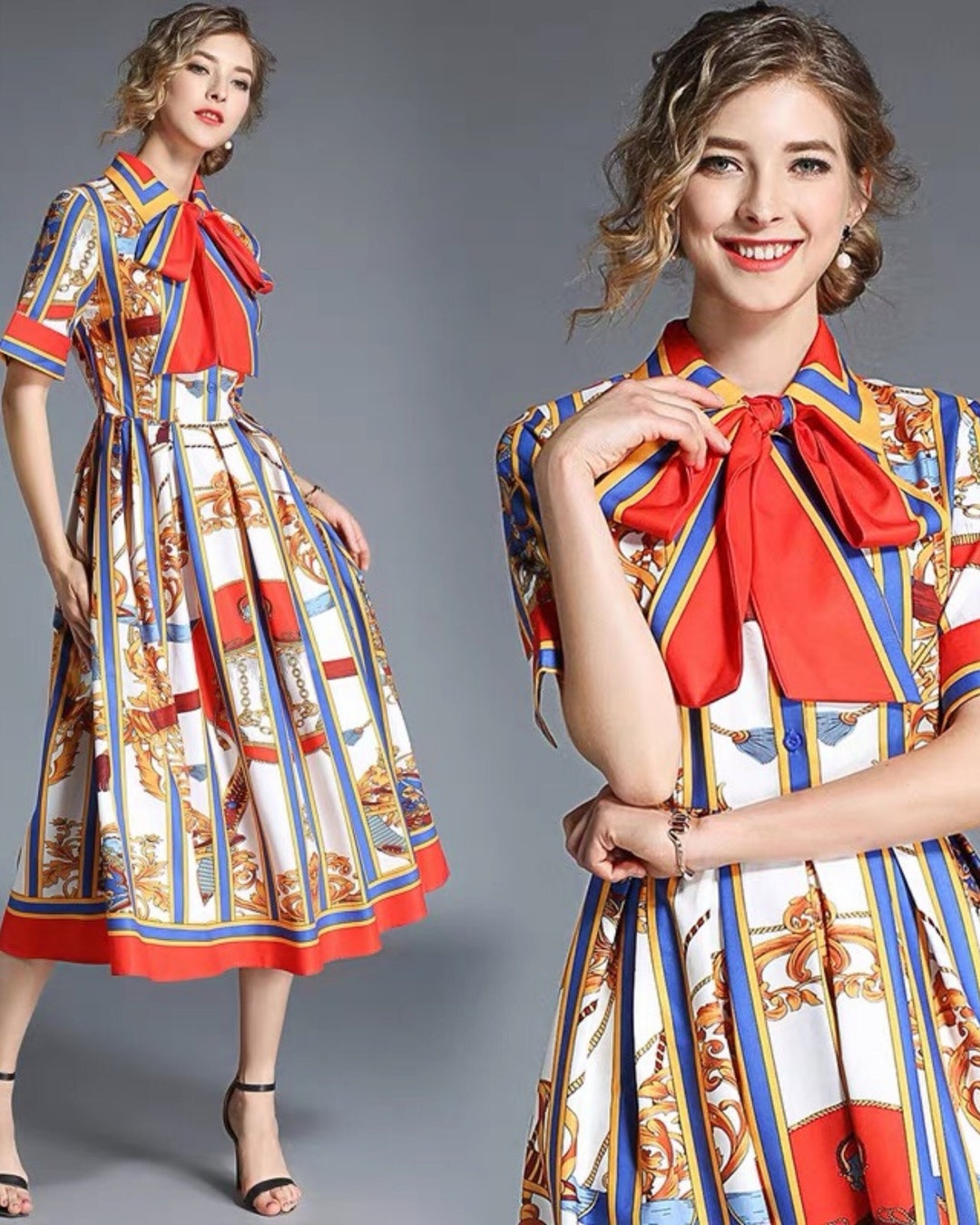 Italian Summer Dress, Cute Sicilian Dress, Mosaic Dress, Vintage ...