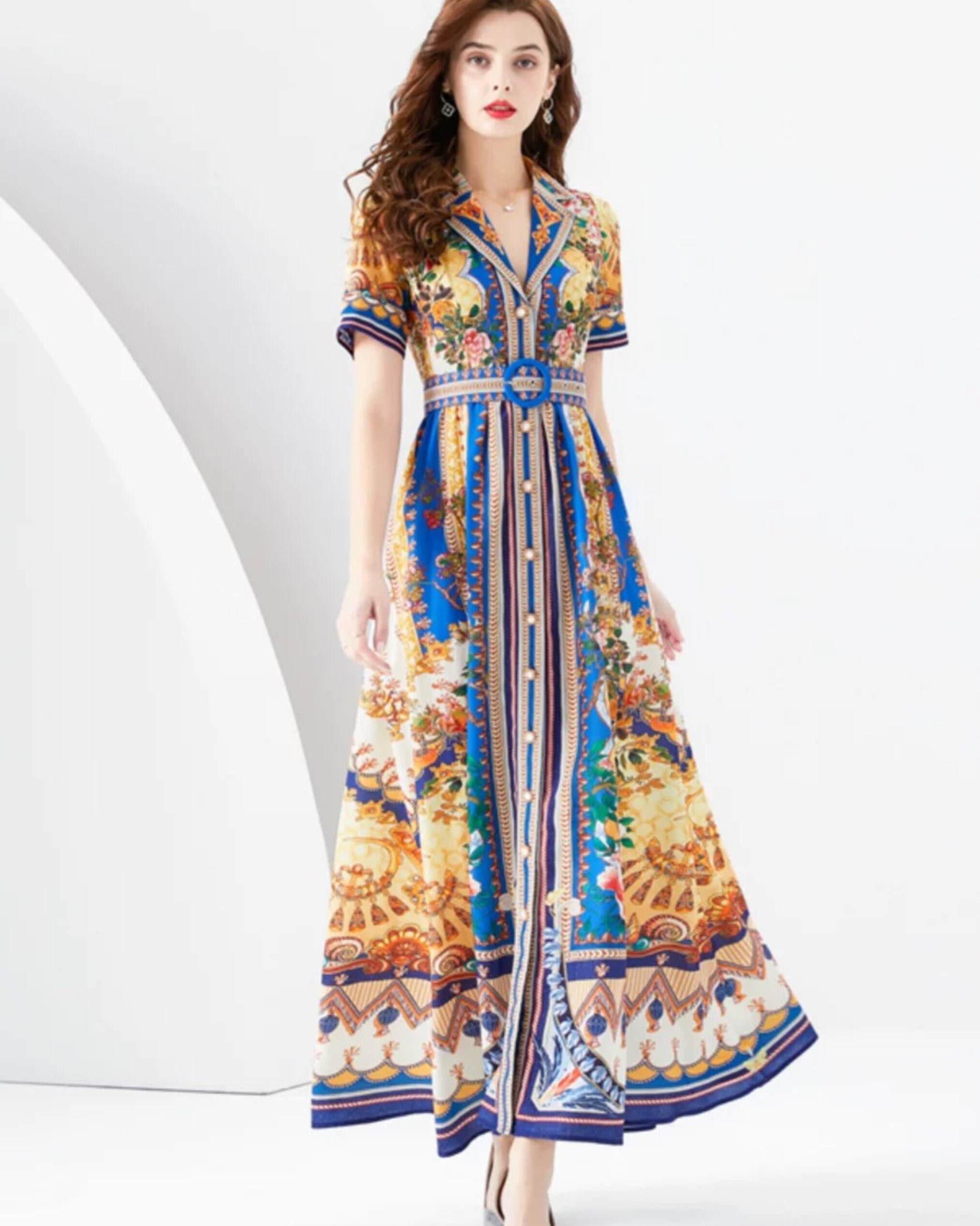 Cute Sicilian Dress, Mosaic Dress, Italian Summer Dress, Italian Print ...