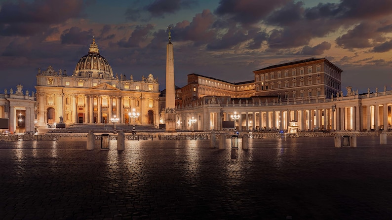 Vatican Square Rome Sunrise Art | Italy Landscape | St Peter's Basilica ...