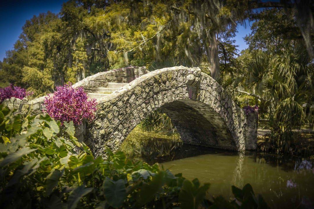 City Park Langles Bridge, City Park Bayou, New Orleans, Canvas, Acrylic ...