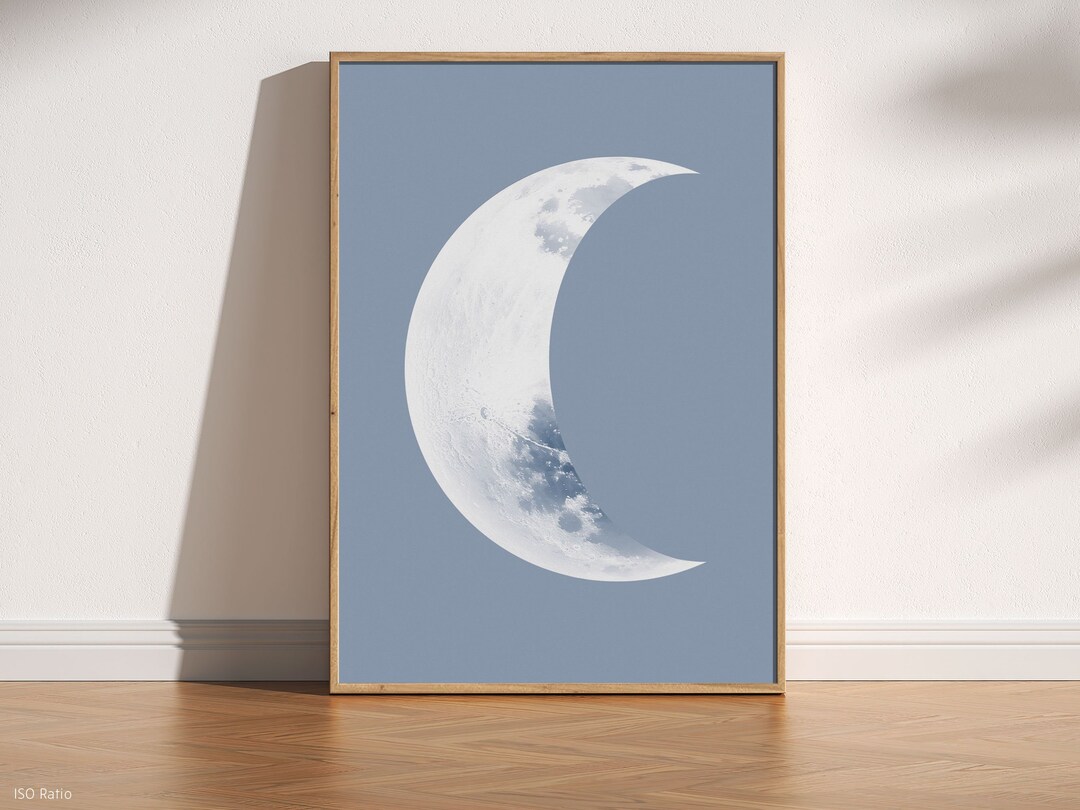 Crescent Moon Printable Wall Art, Boho Chic Lunar Celestial Print, Home ...