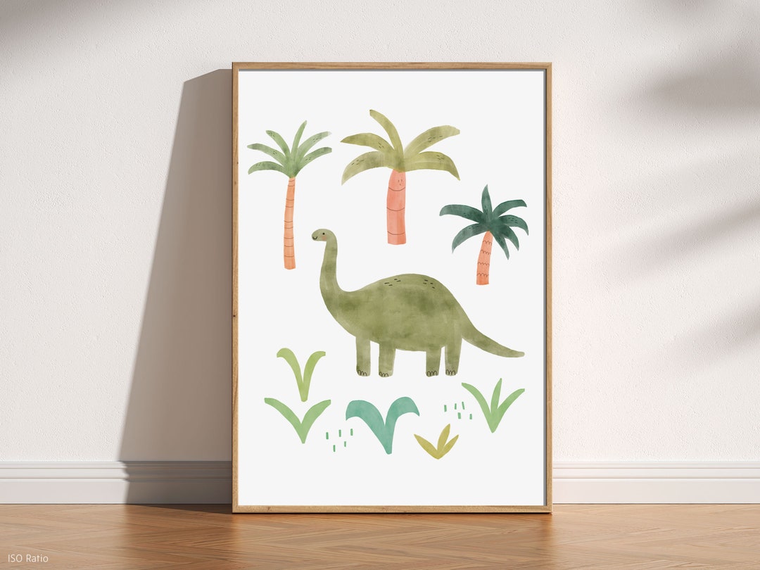 Printable Dinosaur Wall Art, Watercolour Brontosaurus, Kids Room Decor ...