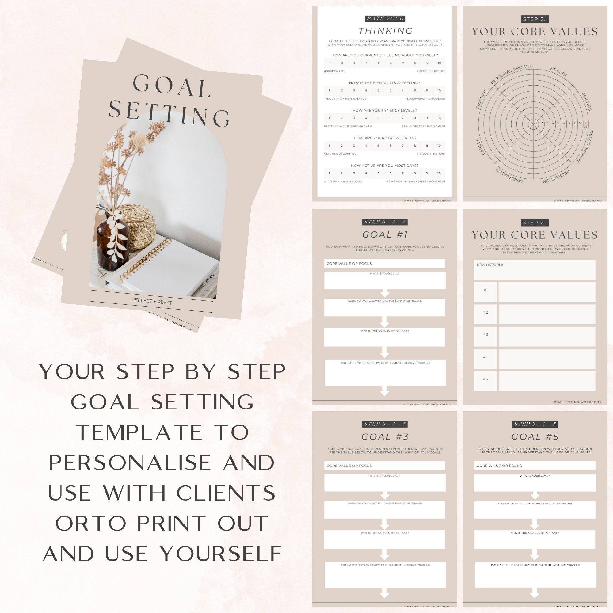 Editable Canva Goal Setting Template, Instant Download, Goal Setting ...