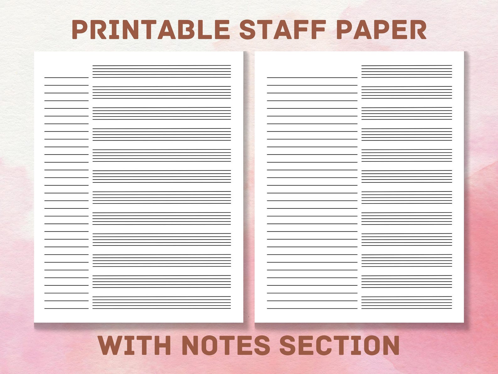 Printable Sheet Music Paper With Notes Paper | US Letter Instant ...