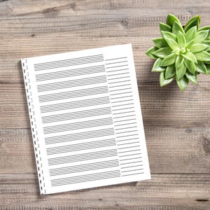 Printable Sheet Music Paper With Notes Paper | US Letter Instant ...