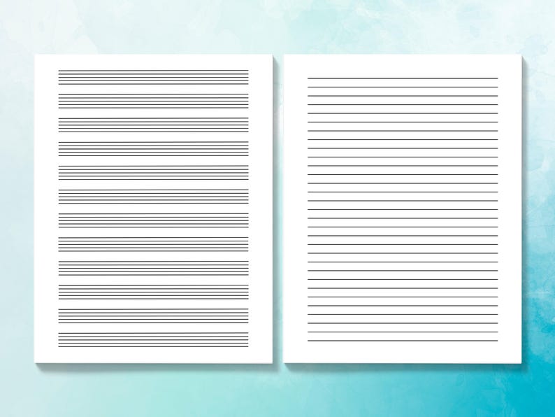 Printable Sheet Music Paper With Notes Paper | US Letter Instant ...