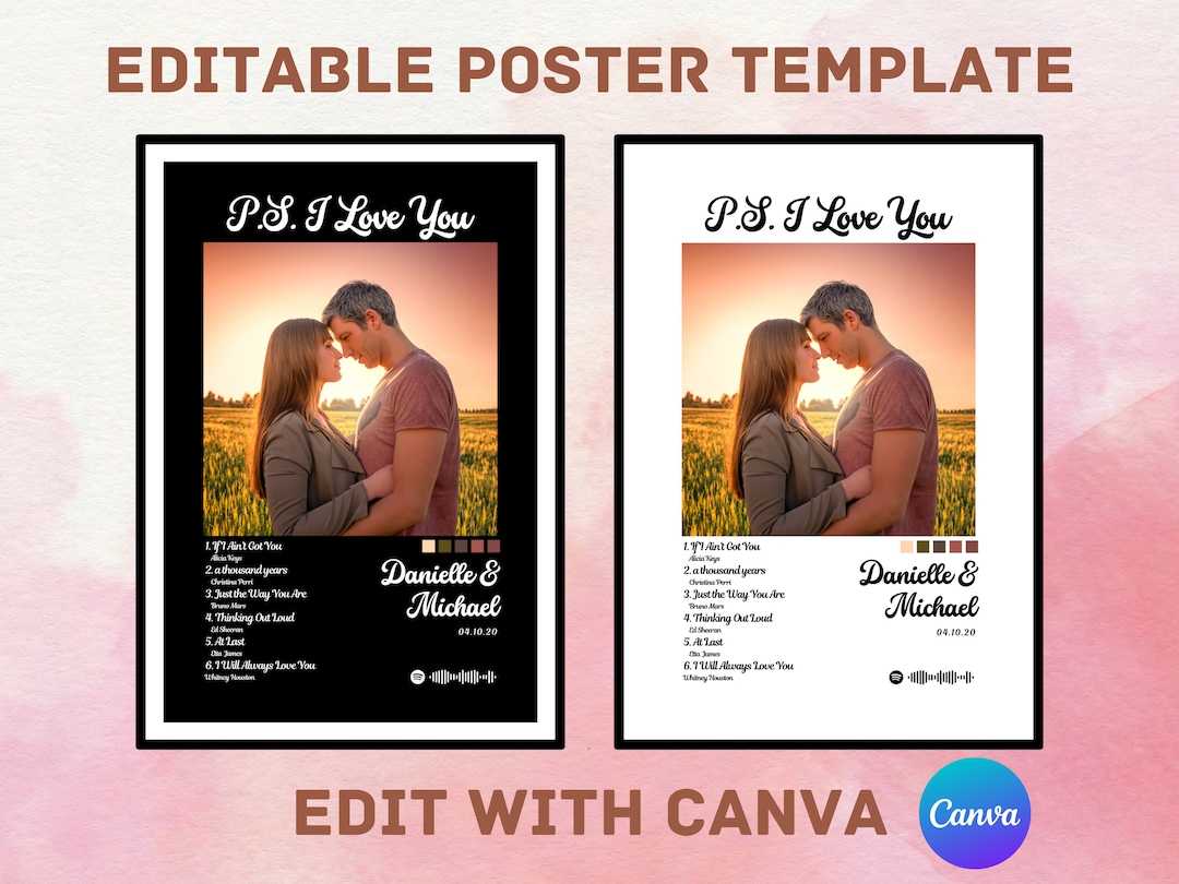 Custom Love Playlist Poster | Anniversary Playlist Poster | Couple's ...