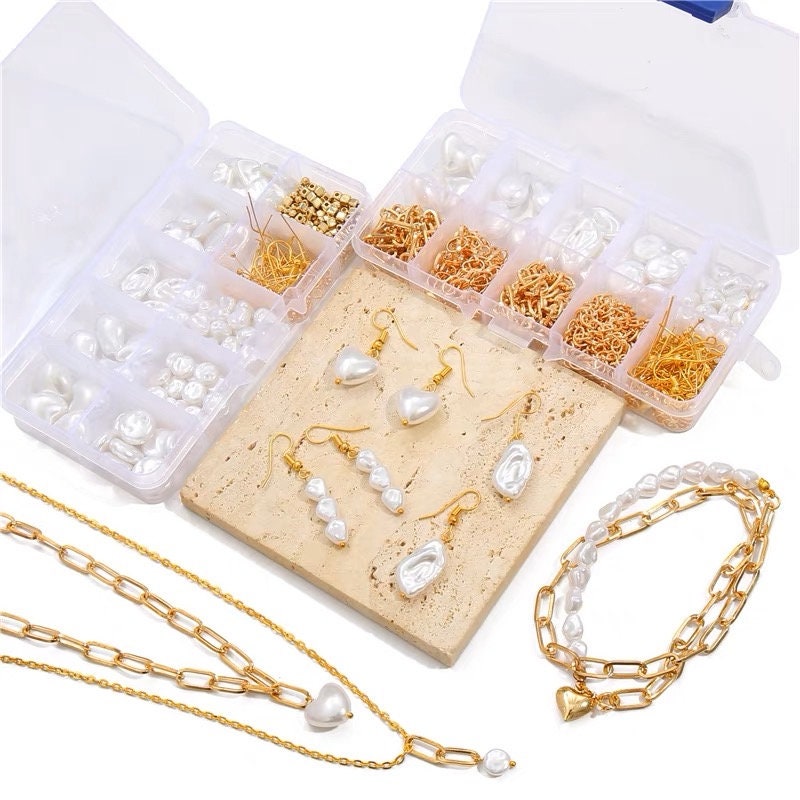 DIY Pearl Bead Jewelry Making Kit, Bracelet, Earring Craft - Etsy