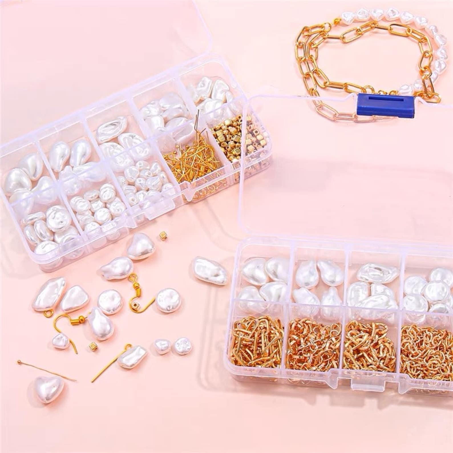 DIY Pearl Bead Jewelry Making Kit, Bracelet, Earring Craft - Etsy