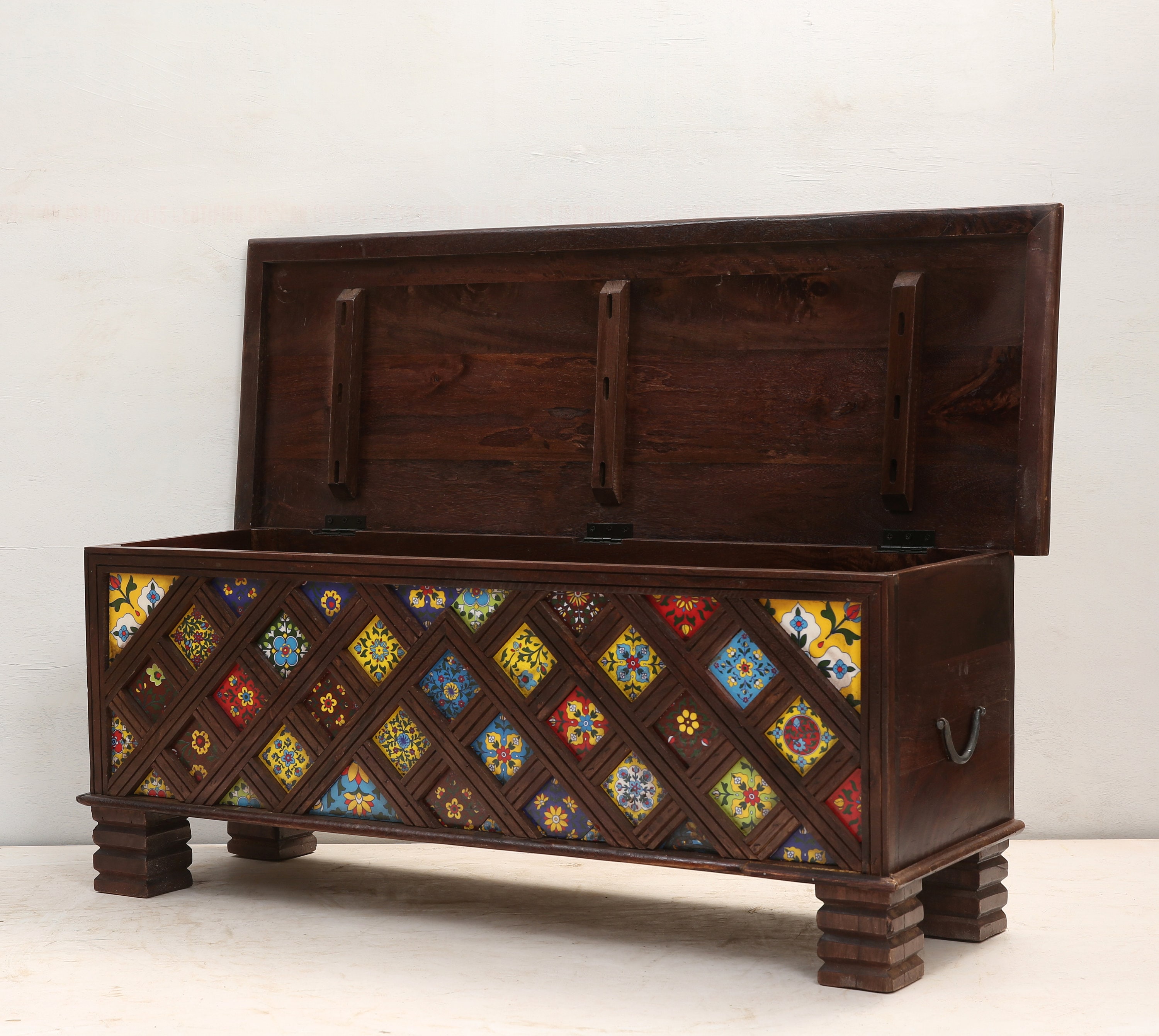 Reclaimed Wood Storage Trunk With Mosaic Tiles Named Frederica - Etsy