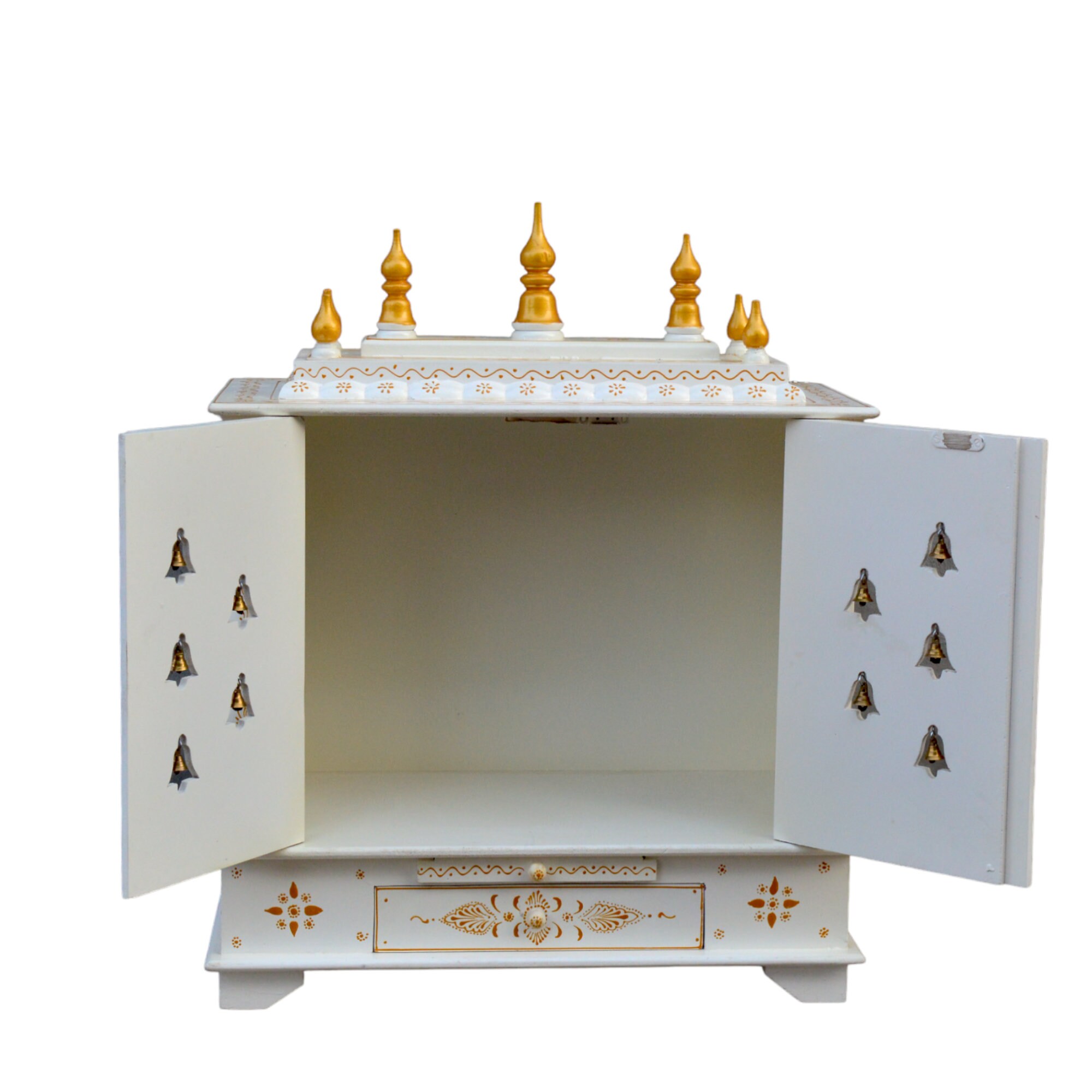 Wooden Temple Mandir Finished in White Gold Beautiful Handmade Mandir ...