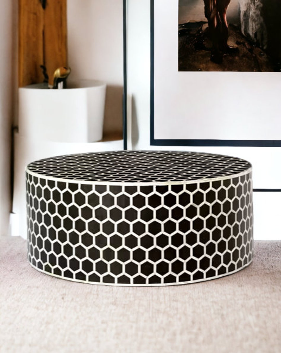 Bone Inlay Round Table/antique Table/handmade Table/indian - Etsy