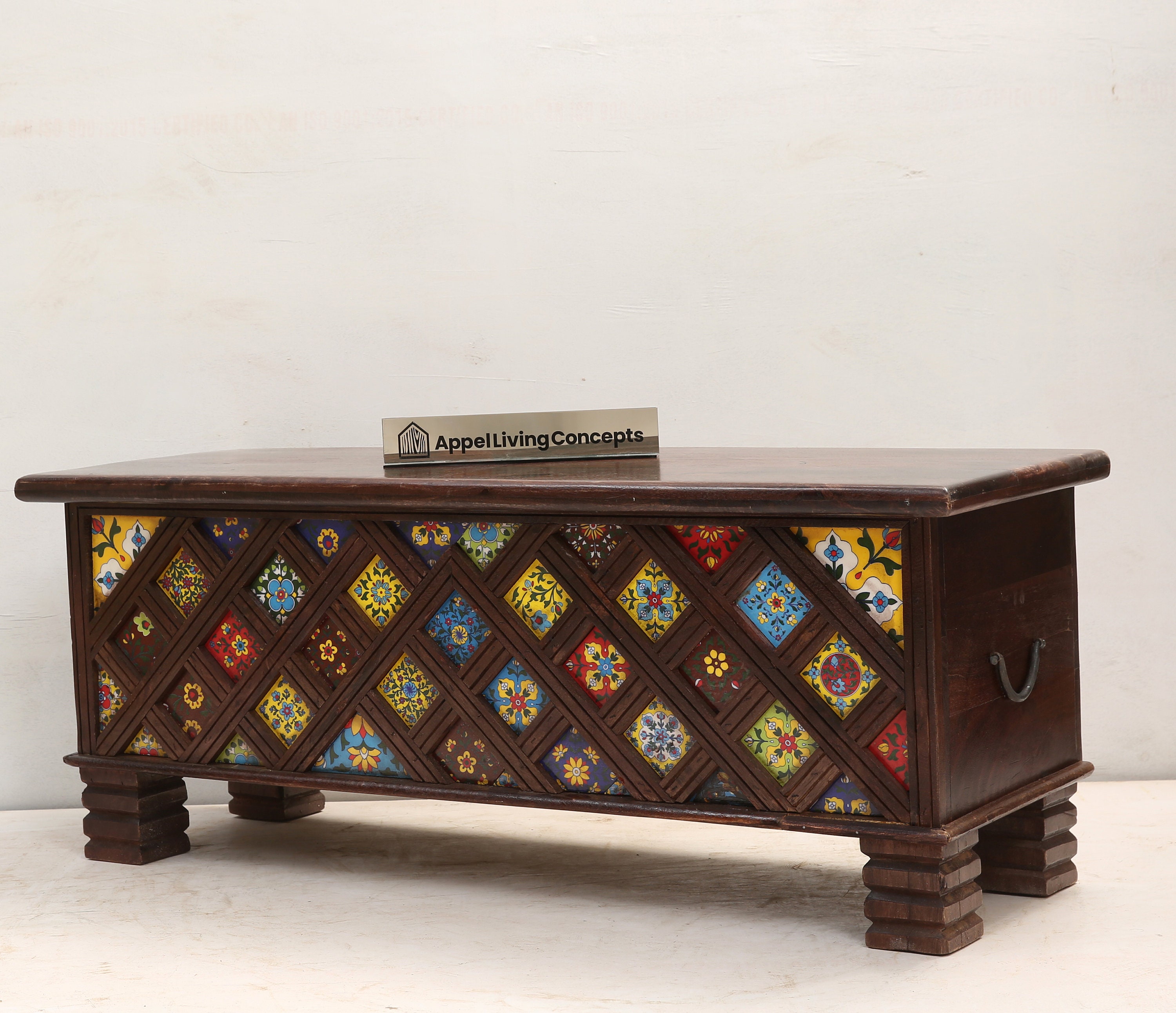 Reclaimed Wood Storage Trunk With Mosaic Tiles Named Frederica - Etsy