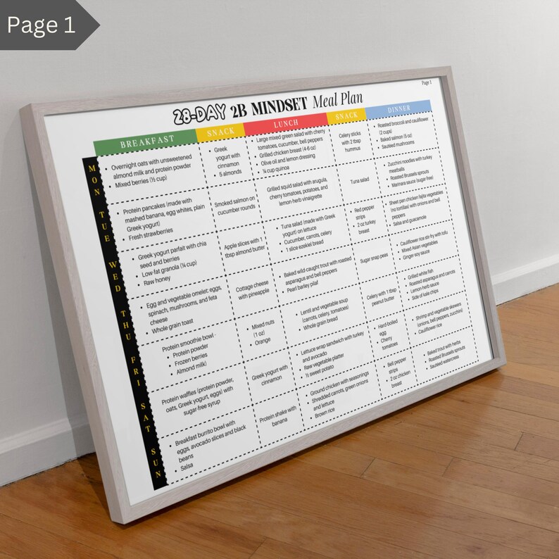 28 Day 2B Mindset Printable Meal Plan, Bodi Weight Loss Meal Plans ...