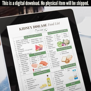 Kidney Friendly Food List Digital Poster, Stage 3 Kidney Foods to Avoid ...