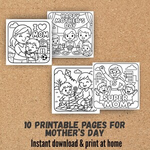 Mother's Day Printable PDF Coloring Pages | Easy Bold Mom Coloring Page ...