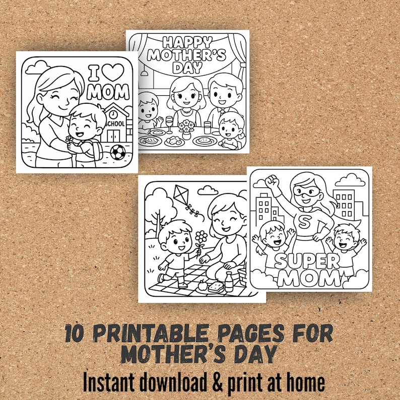 Mother's Day Printable PDF Coloring Pages | Easy Bold Mom Coloring Page ...