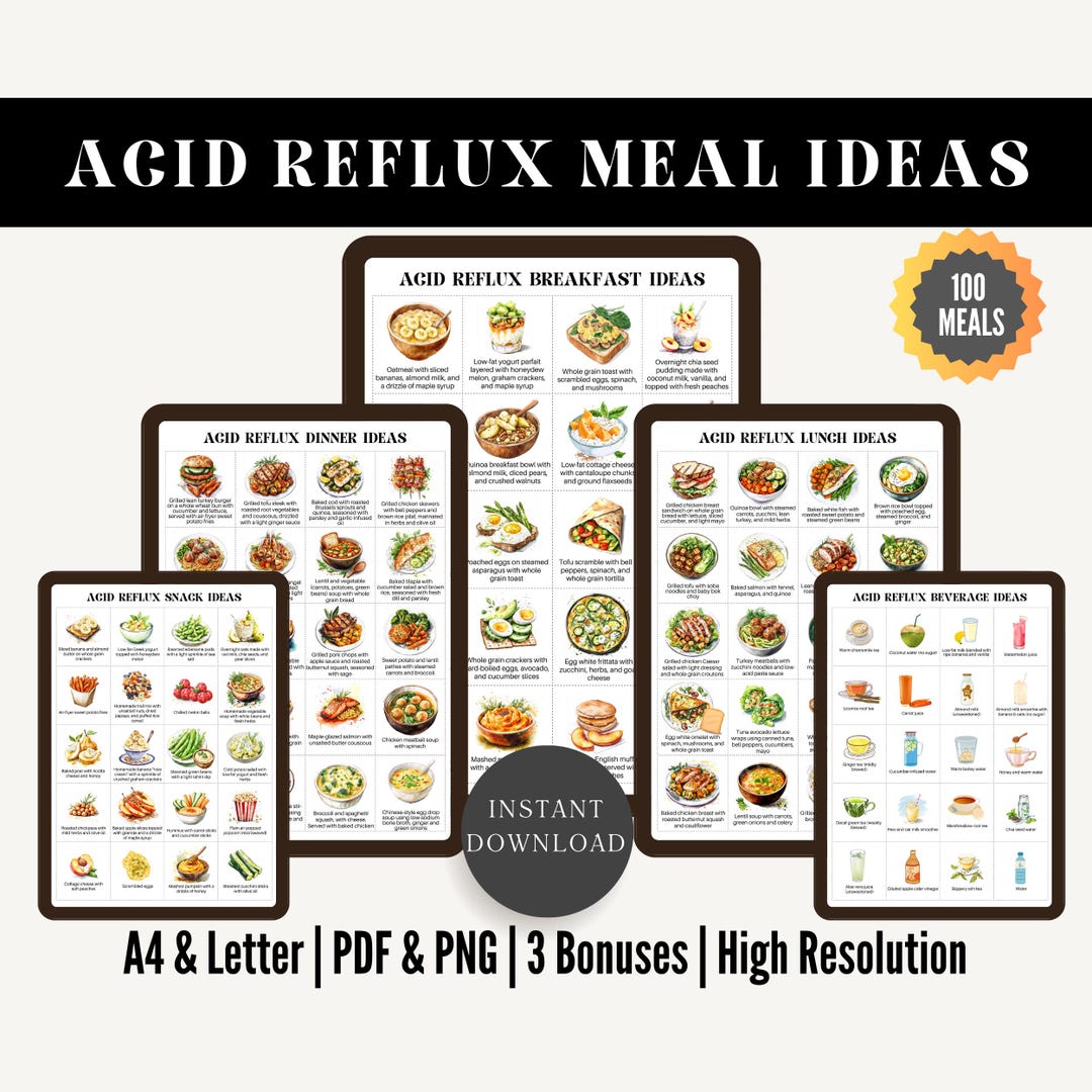 100 Acid Reflux Meal Ideas for Acid Reflux Food Guide Meal Plan, Acid ...