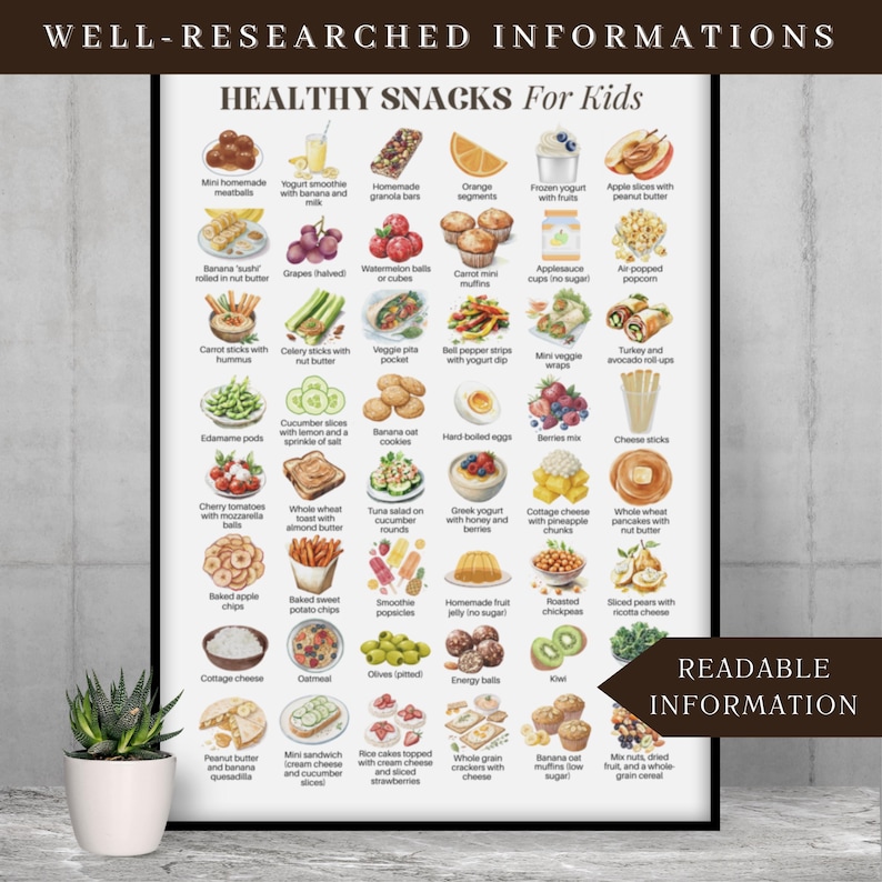 Healthy Snacks for Kids PDF, Quick Snacks for Children Printable, Easy ...