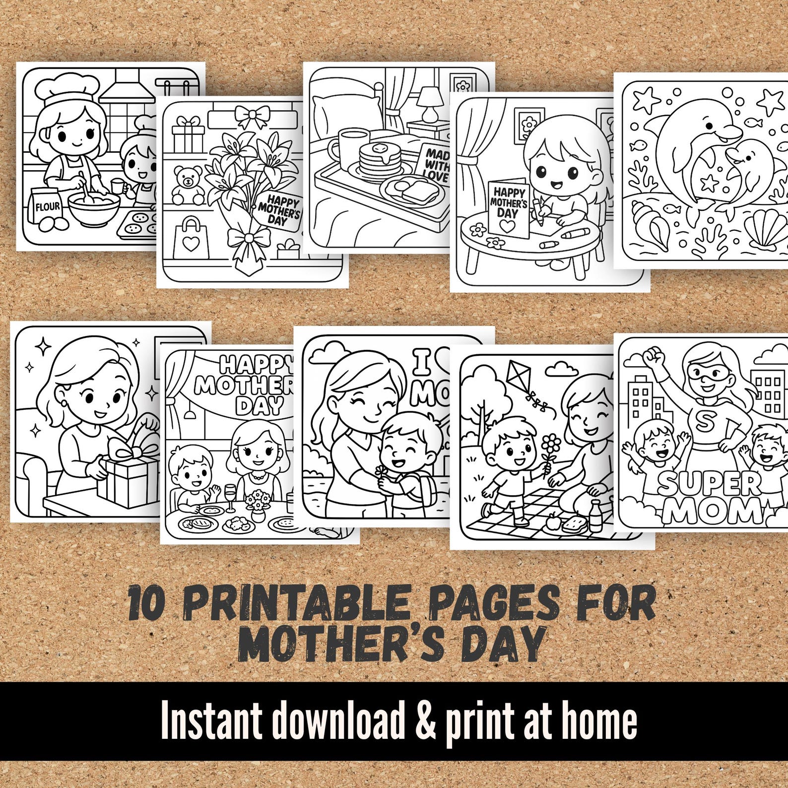 Mother's Day Printable PDF Coloring Pages | Easy Bold Mom Coloring Page ...