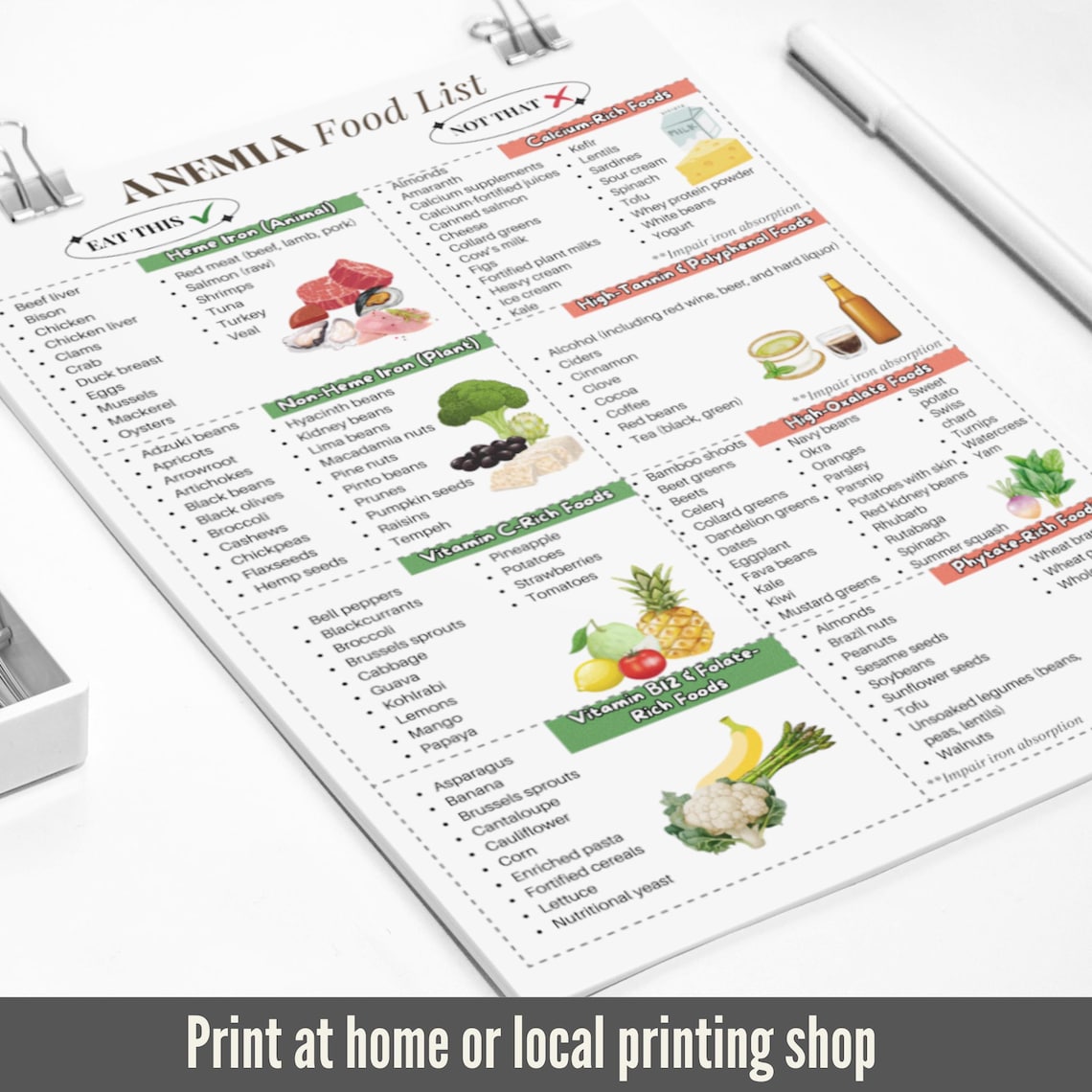 Anemia Food List, Iron Rich Foods, Folate Rich Foods, Vitamin B-12 Rich ...