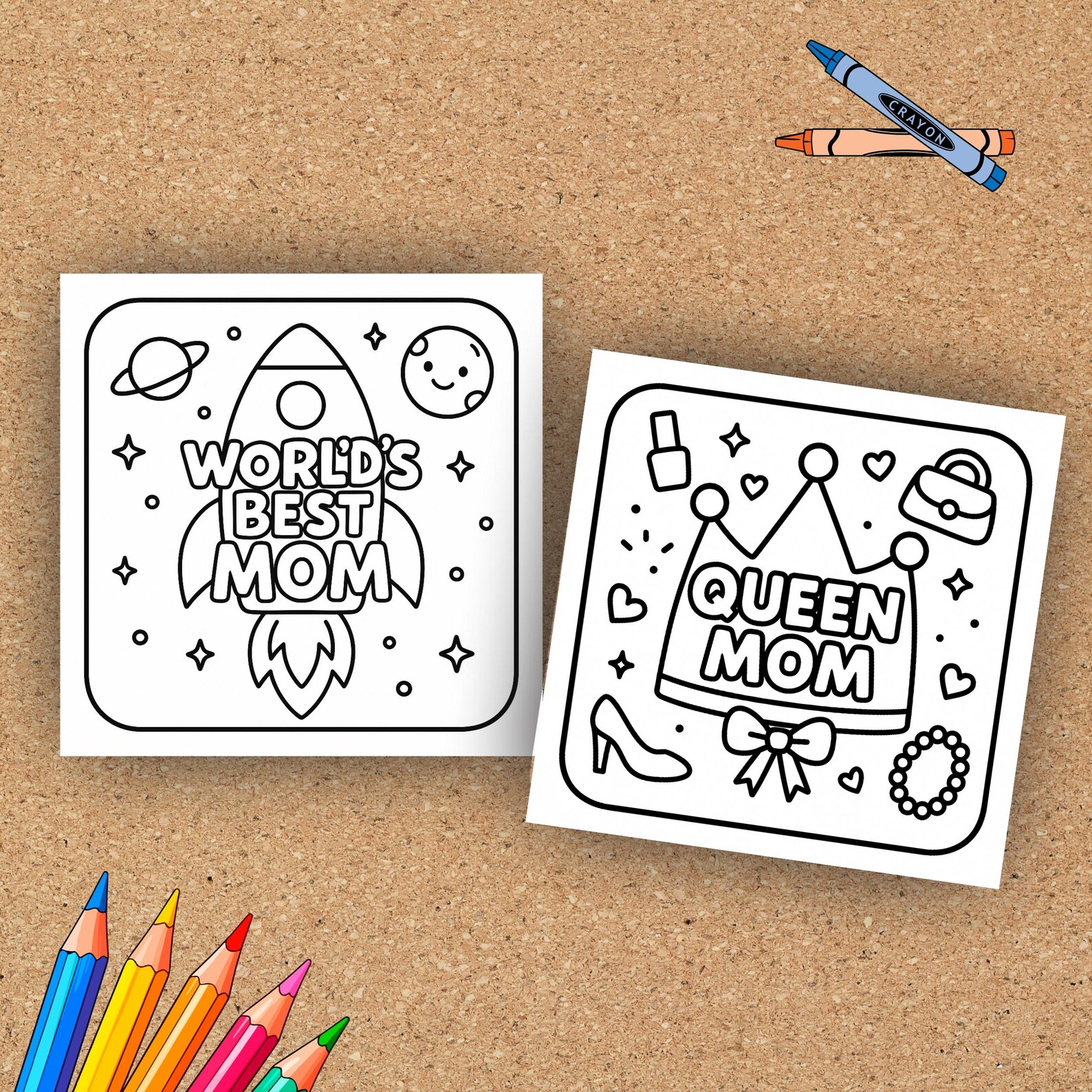 Mother's Day Printable PDF Coloring Pages | Easy Bold Mom Coloring Page ...