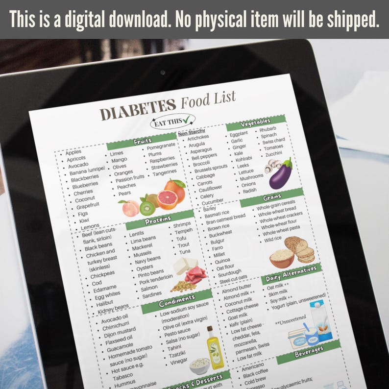 Diabetes Diet Type 2 Download Food Chart, Diabetes Food List Printable ...