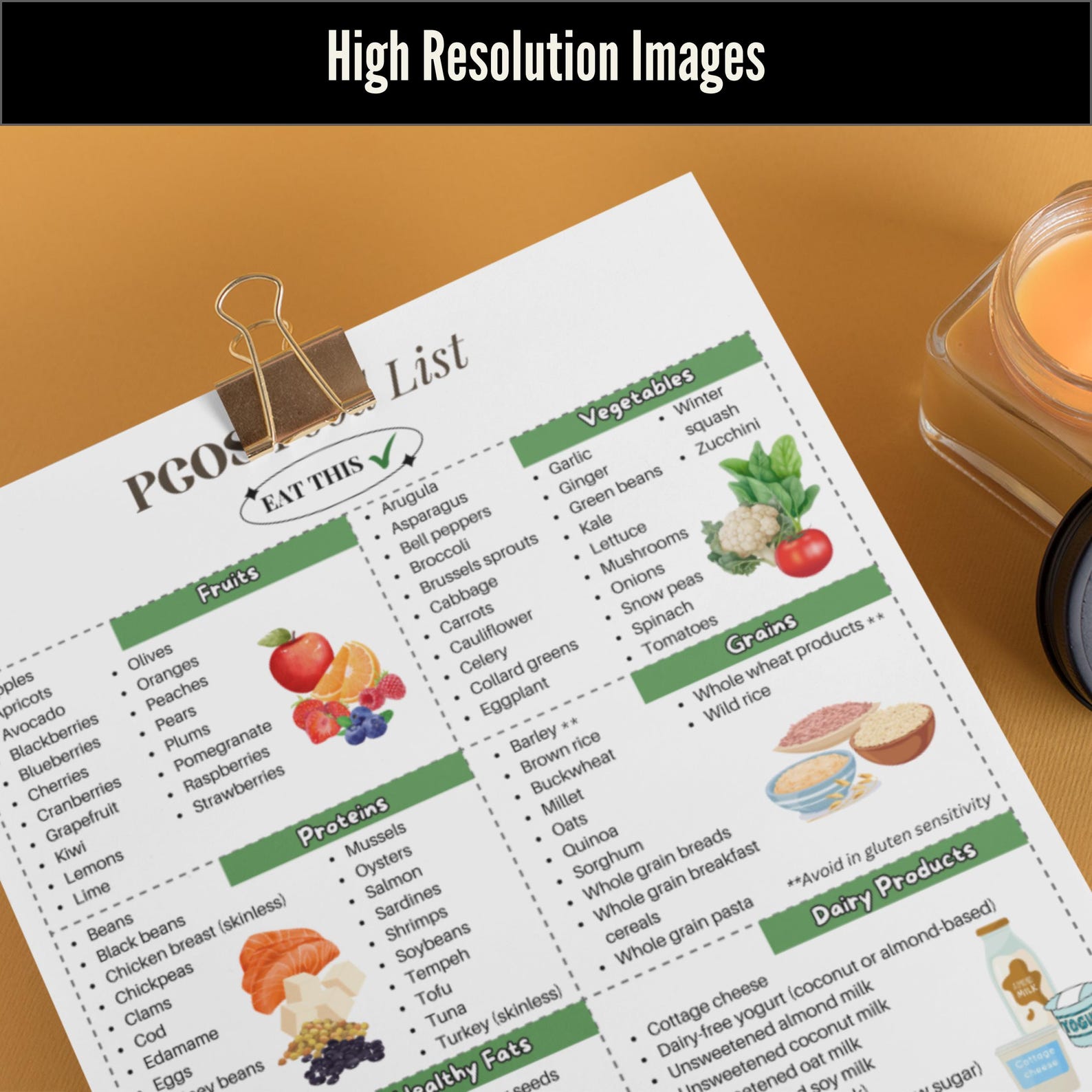 PCOS Printable Food List for Hormone Balance Management and Fertility ...