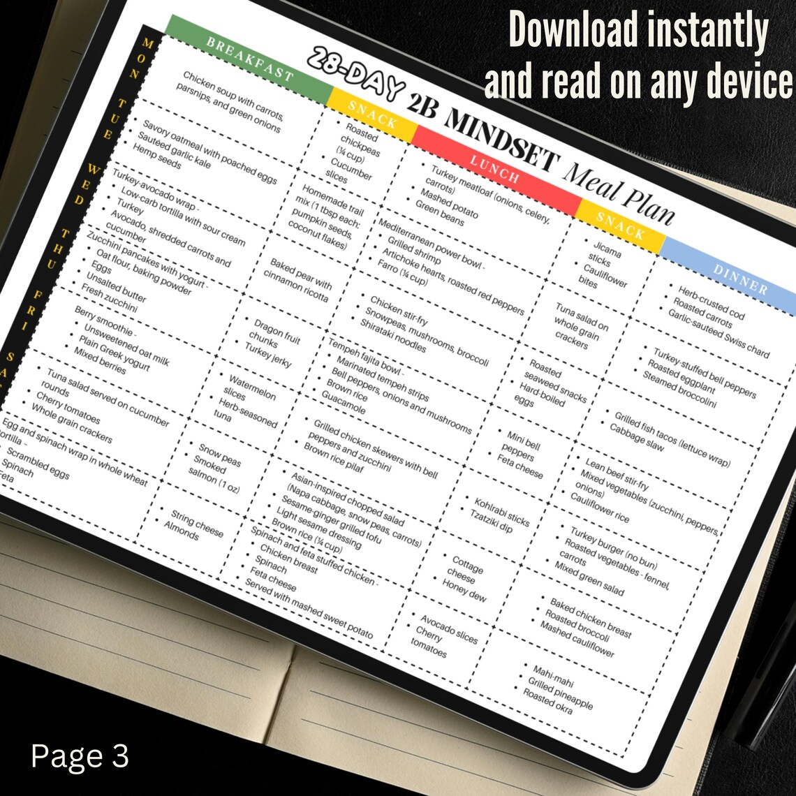 28 Day 2B Mindset Printable Meal Plan, Bodi Weight Loss Meal Plans ...