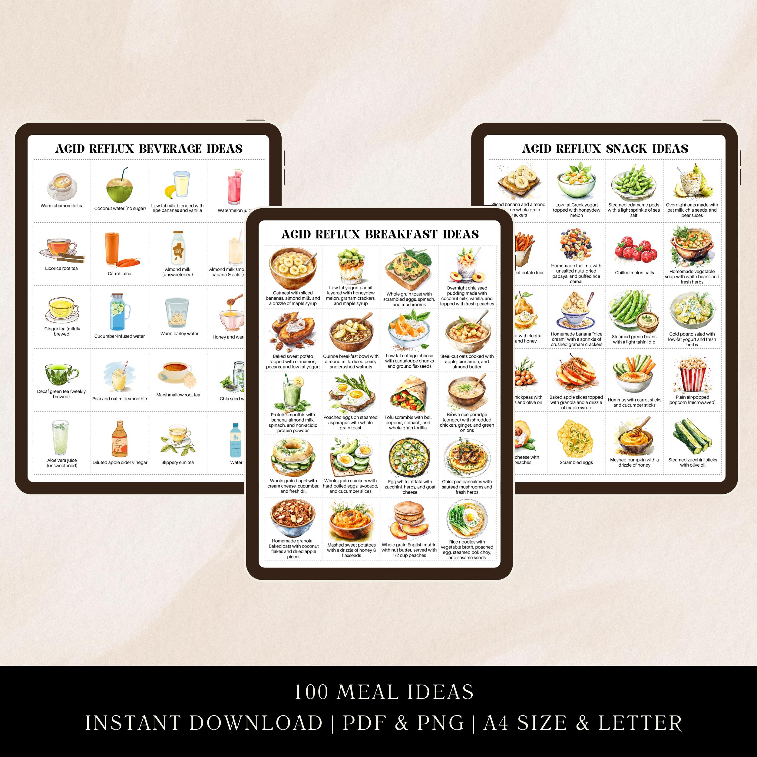 100 Acid Reflux Meal Ideas for Acid Reflux Food Guide Meal Plan, Acid ...