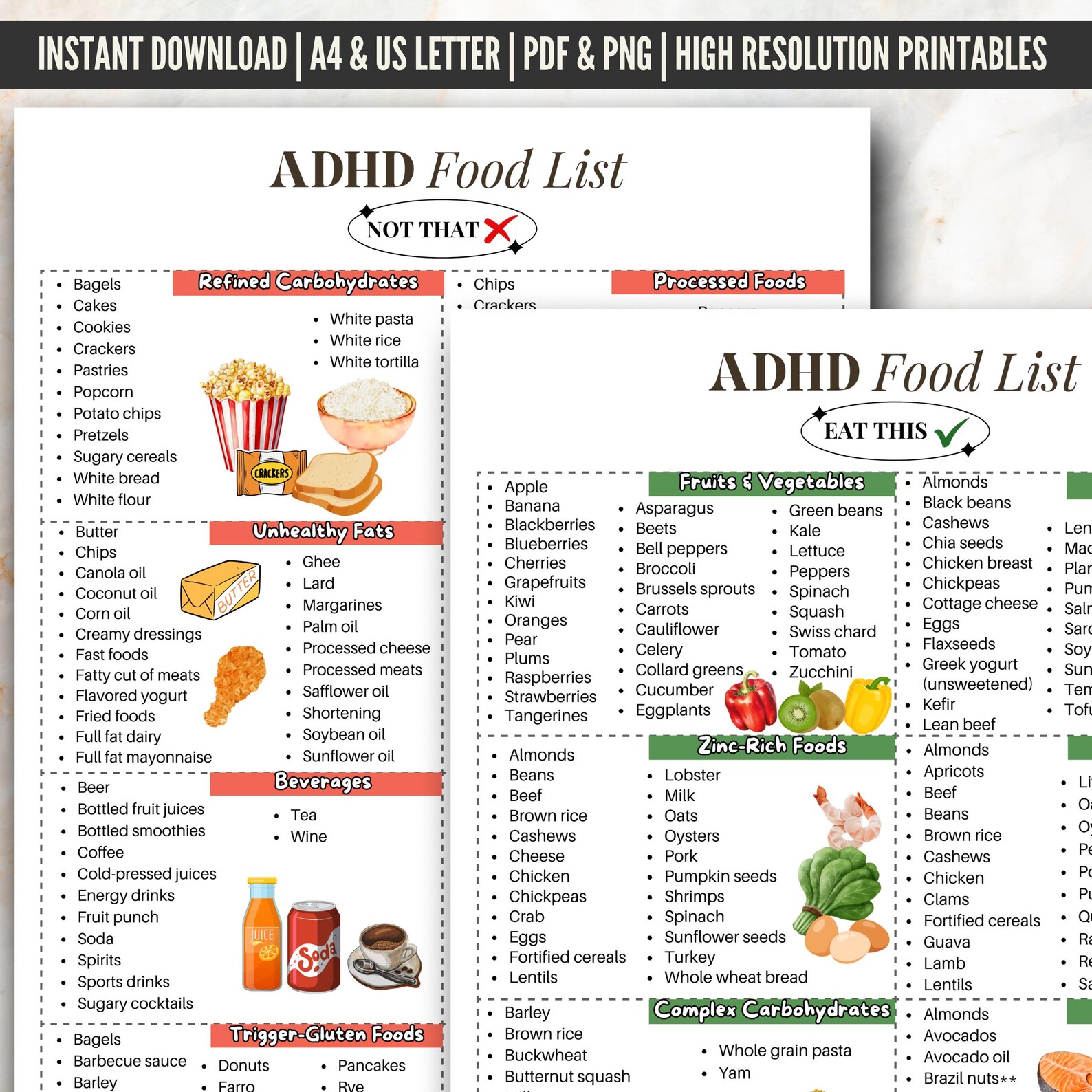 ADHD Food List PDF and How It Helps Adults, Teens & Kids - Perfect for ...