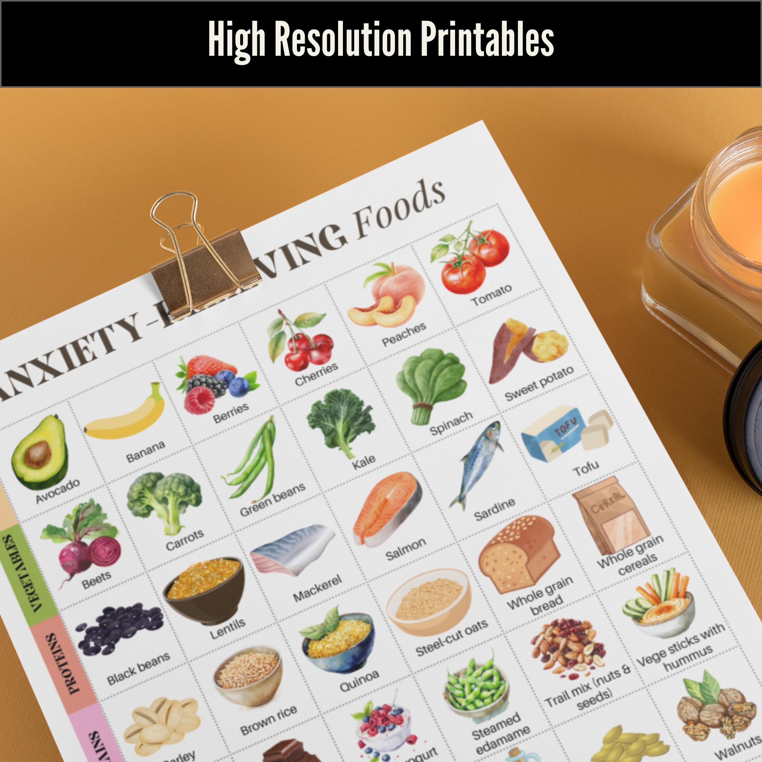 Anxiety Foods Chart Printable With Images | Foods to Eat for Anxiety ...