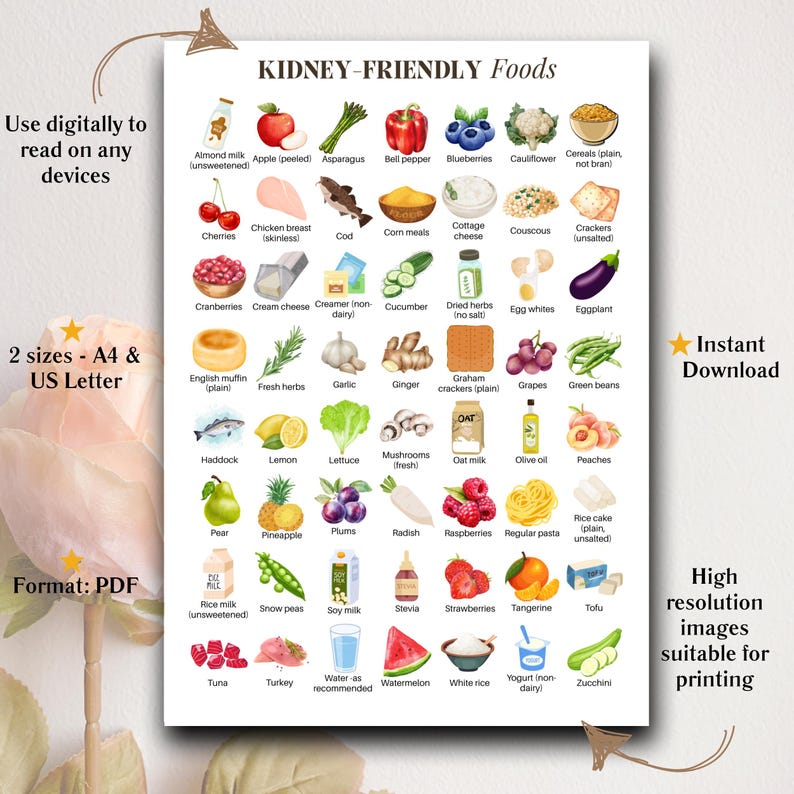 Kidney-friendly Foods Chart With Images | Visual CKD Diet Guide | Renal ...