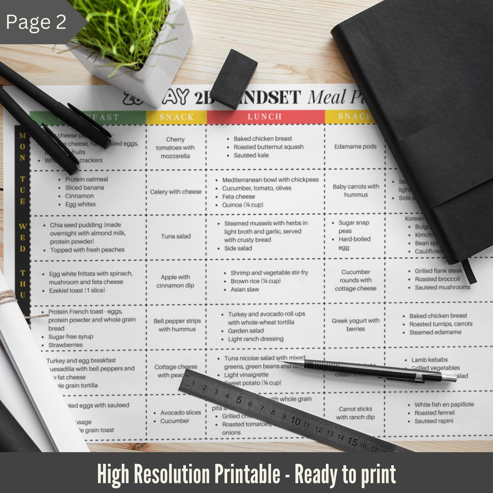 28 Day 2B Mindset Printable Meal Plan, Bodi Weight Loss Meal Plans ...