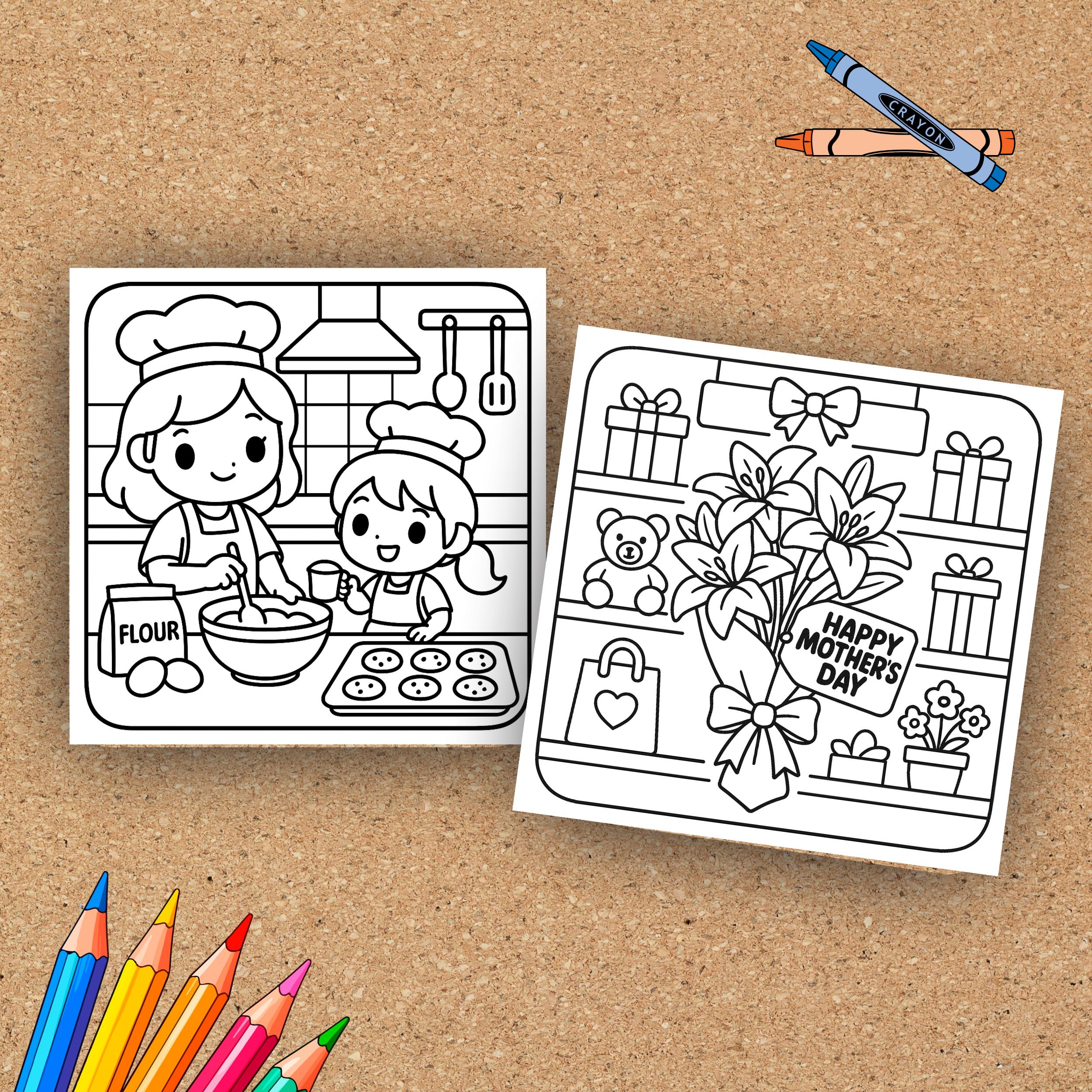 Mother's Day Printable PDF Coloring Pages | Easy Bold Mom Coloring Page ...