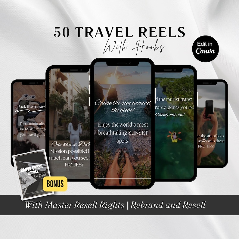 Travel Reels With Hooks With Master Resell Rights, Faceless Travel Reel ...