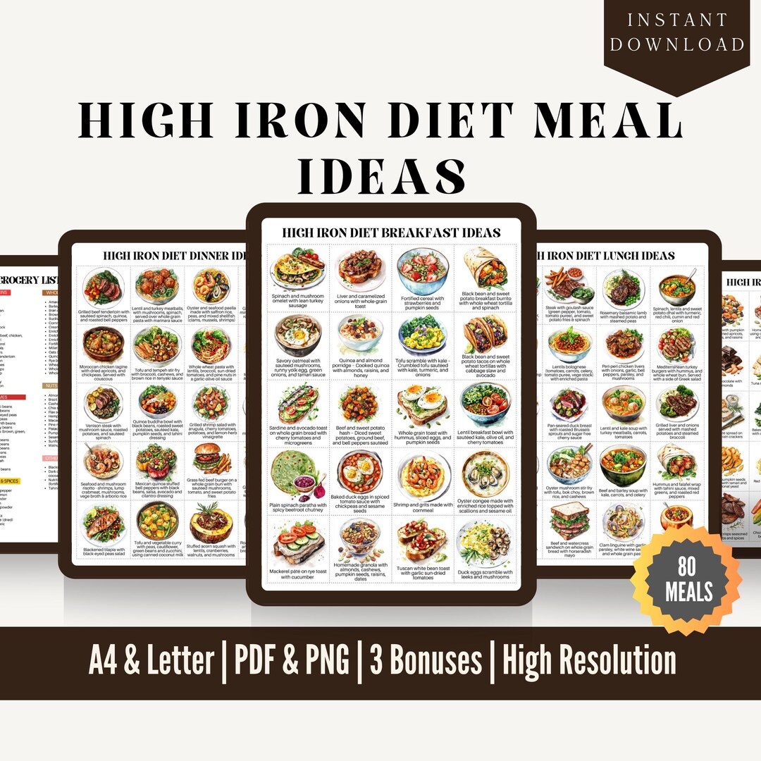 80 Iron Rich Meal Ideas for High Iron Diet Meal Plan, Iron Rich Foods ...