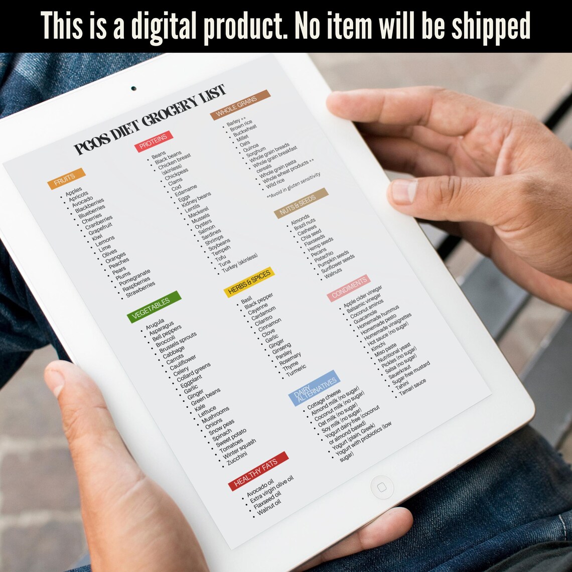 Printable PCOS Diet Grocery List, PCOS Food Chart, PCOS Friendly Foods ...