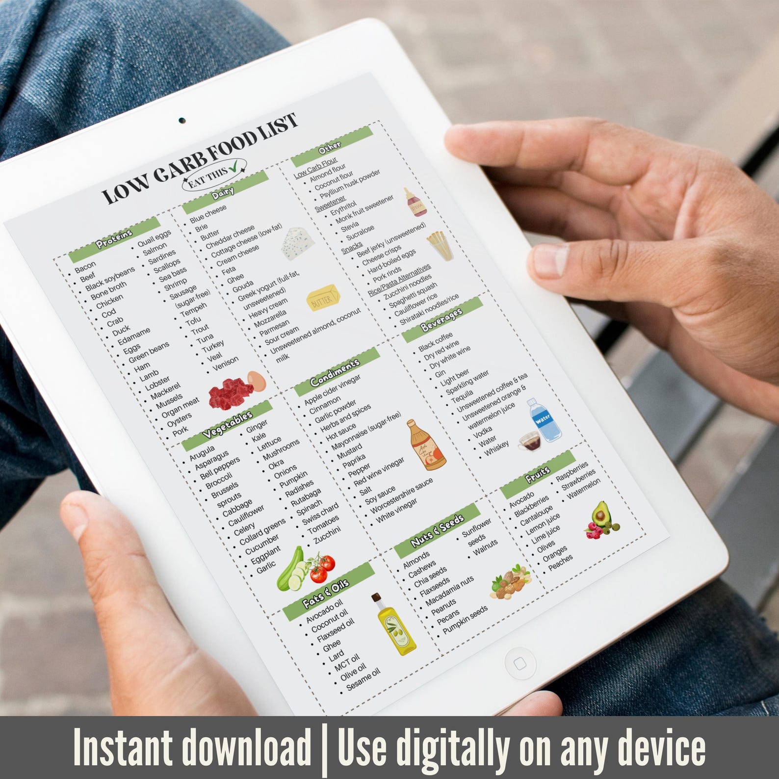 Printable Low Carb Food List for Low Carb Meal Plan, Low Carb Food ...
